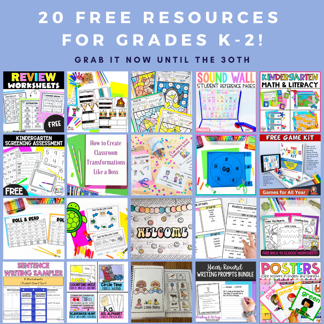 HURRY 20 FREE RESOURCES FOR GRADES K-2! - Rakovic Speech and Language Chat